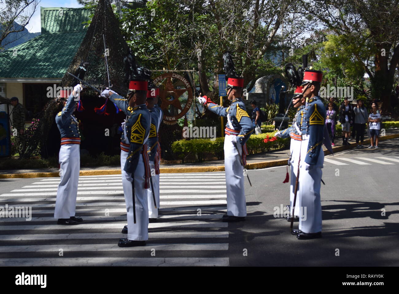 Cadets of the Philippine Military Academy (PMA) performing marching ...