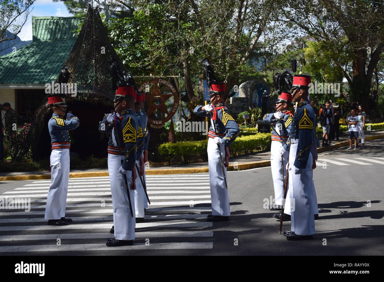 Cadets of the Philippine Military Academy (PMA) performing marching ...