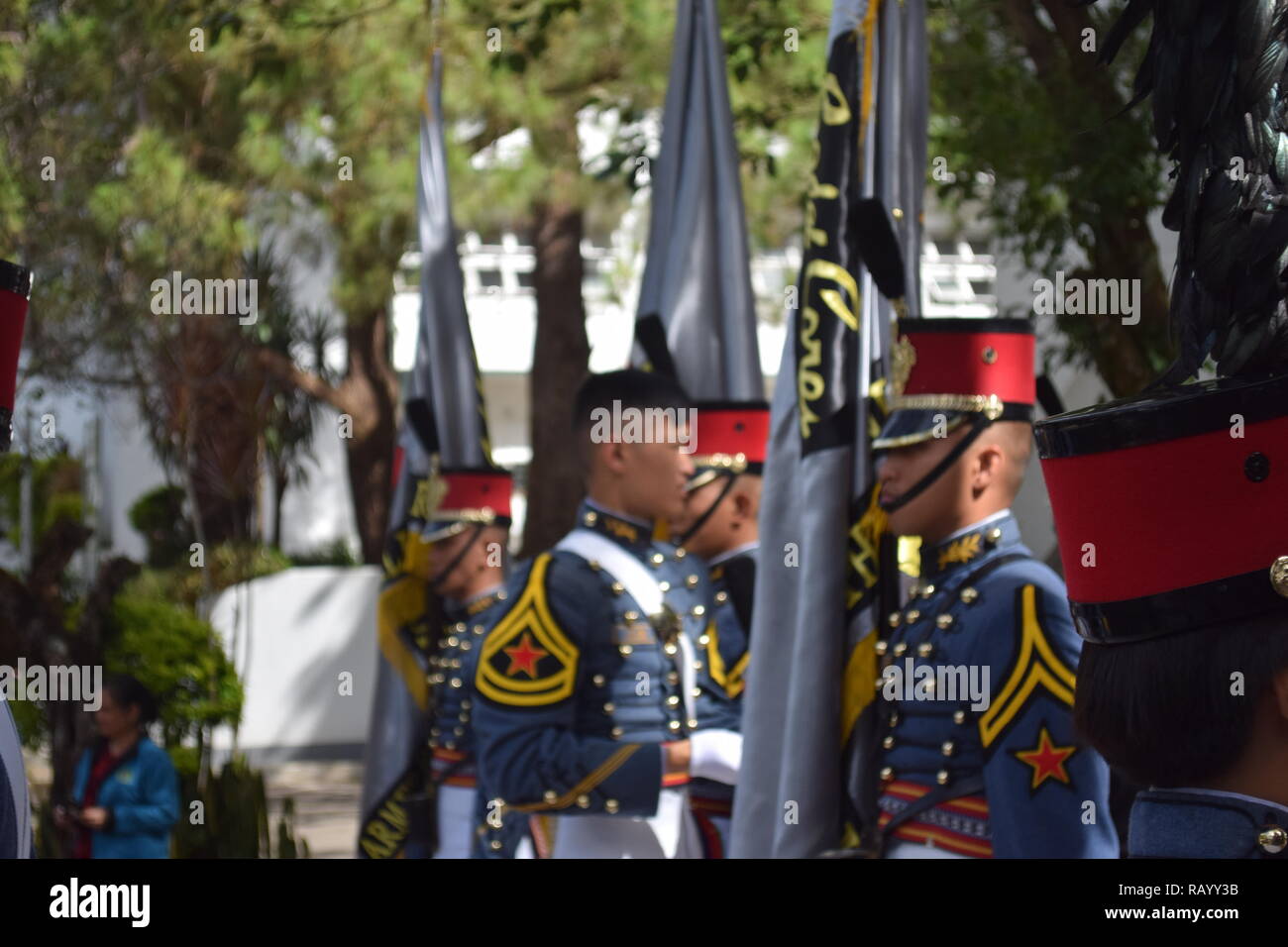 Cadets of the Philippine Military Academy (PMA) performing marching ...