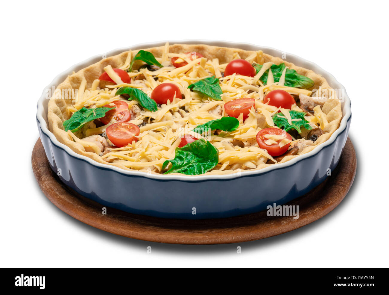 Traditional quiche tart in baking form with filling Stock Photo - Alamy