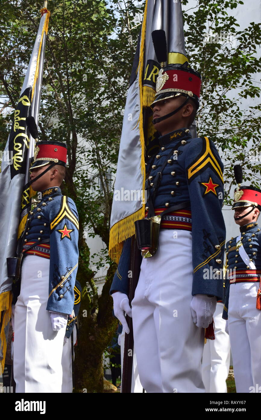 Cadets of the Philippine Military Academy (PMA) performing marching ...