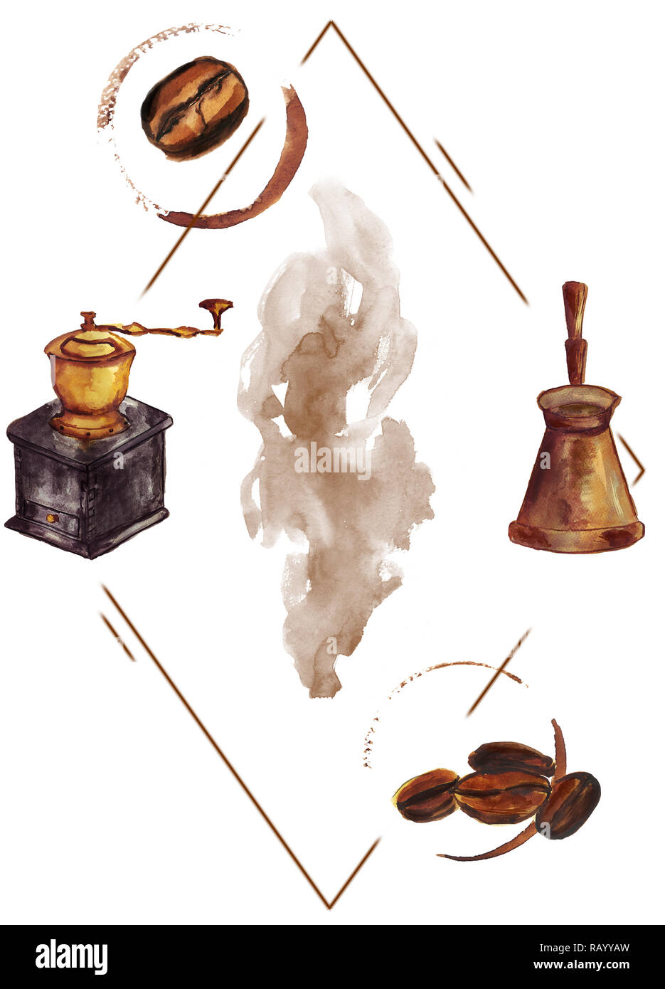 Coffee watercolor background Stock Photo - Alamy