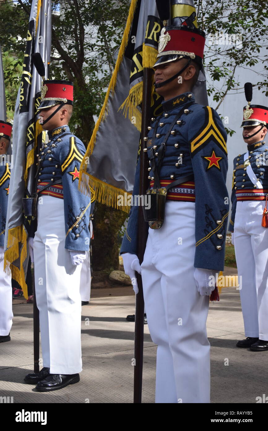 Cadets of the Philippine Military Academy (PMA) performing marching ...