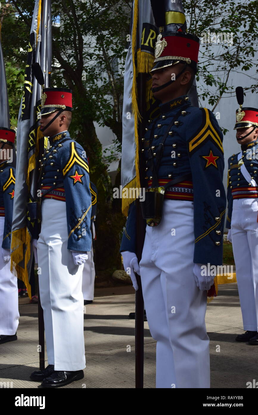 Cadets of the Philippine Military Academy (PMA) performing marching ...