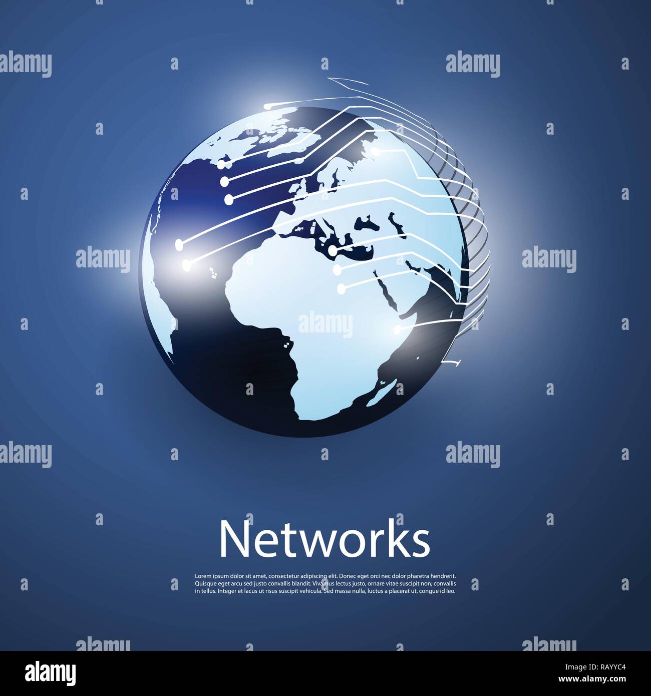 Abstract Blue Global Networks Concept Design with Earth Globe ...
