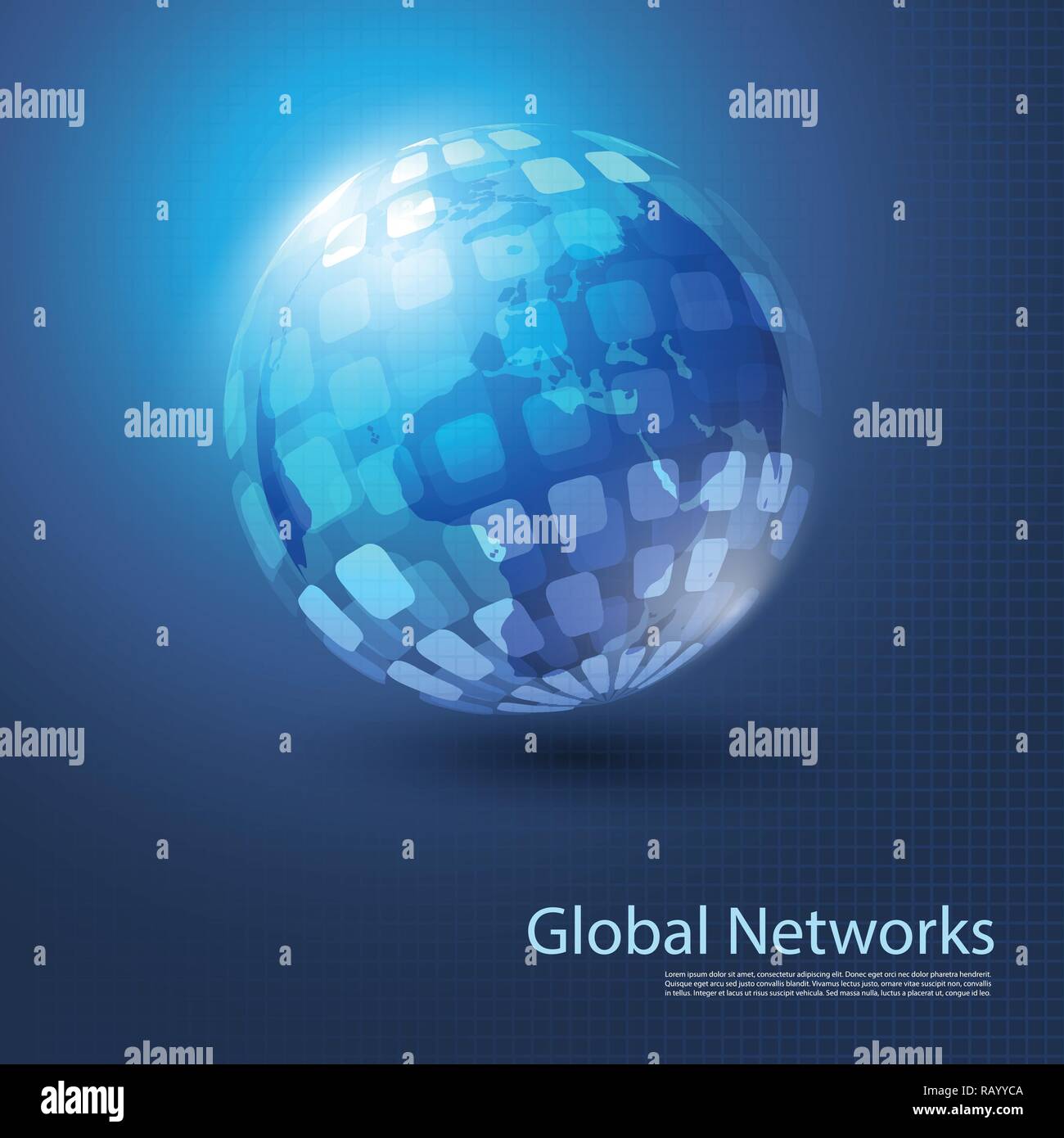 Abstract Blue Global Networks Concept Design with Earth Globe ...