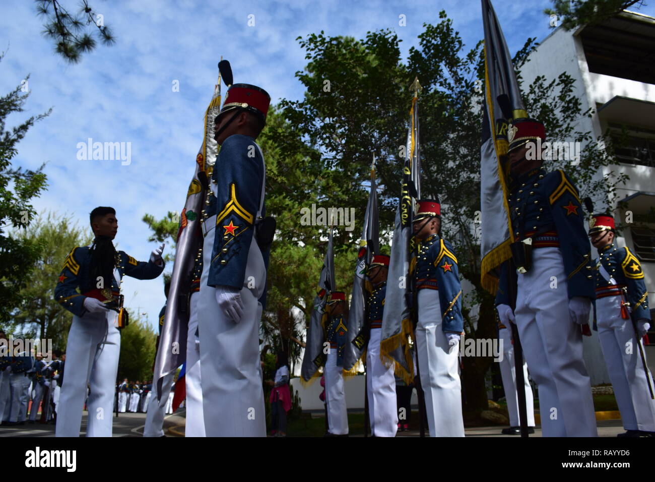 Cadets of the Philippine Military Academy (PMA) performing marching ...