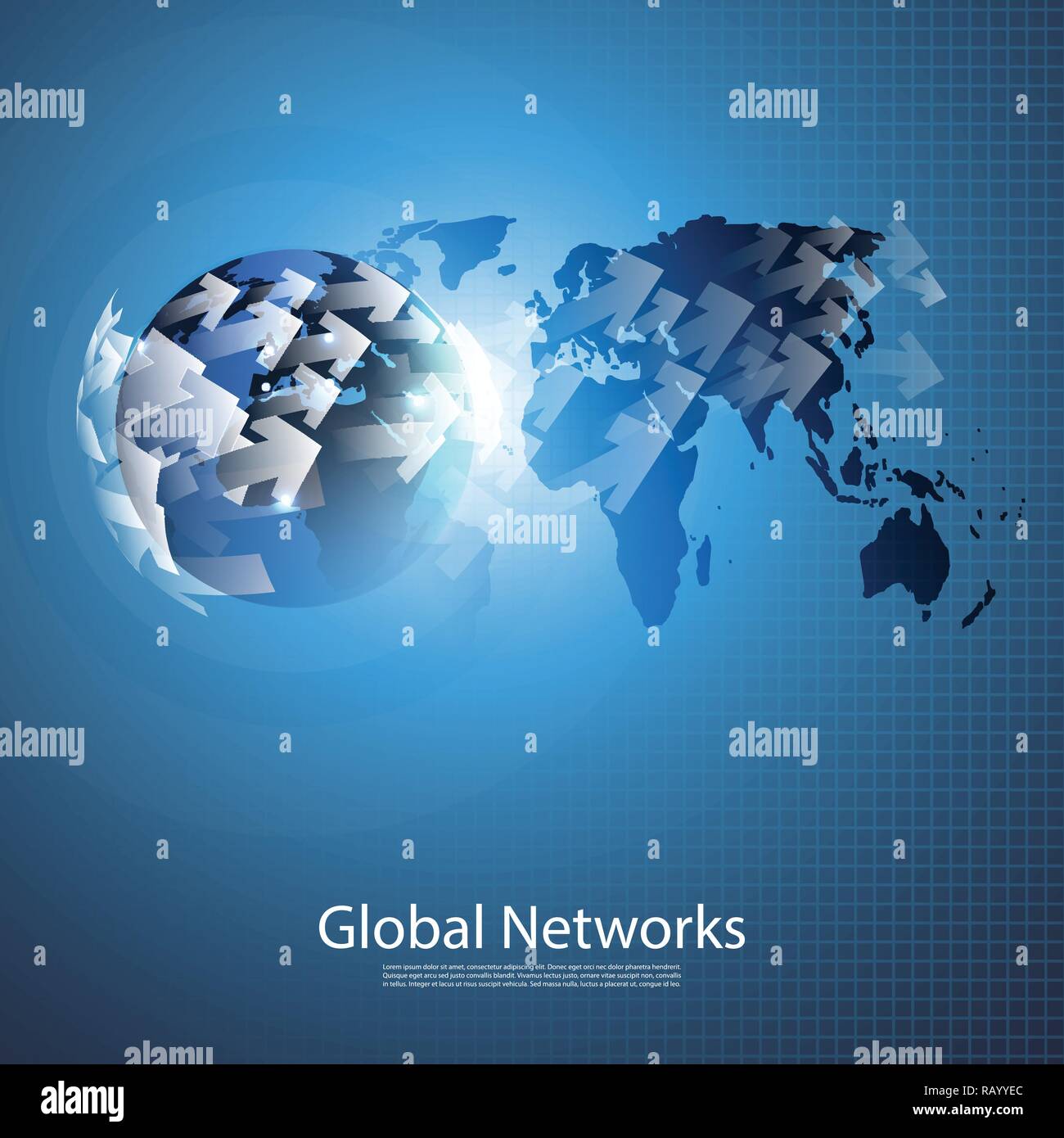 Abstract Blue Modern 3D Global Networks Concept Creative Design ...