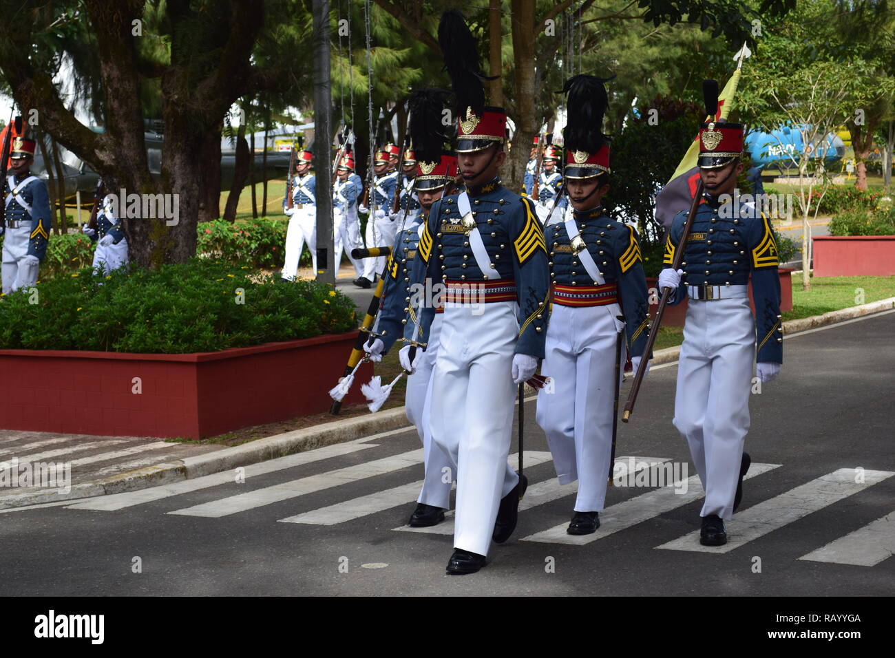 Cadets of the Philippine Military Academy (PMA) performing marching ...