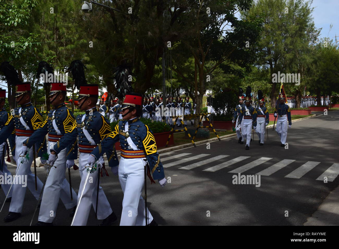 Cadets of the Philippine Military Academy (PMA) performing marching ...