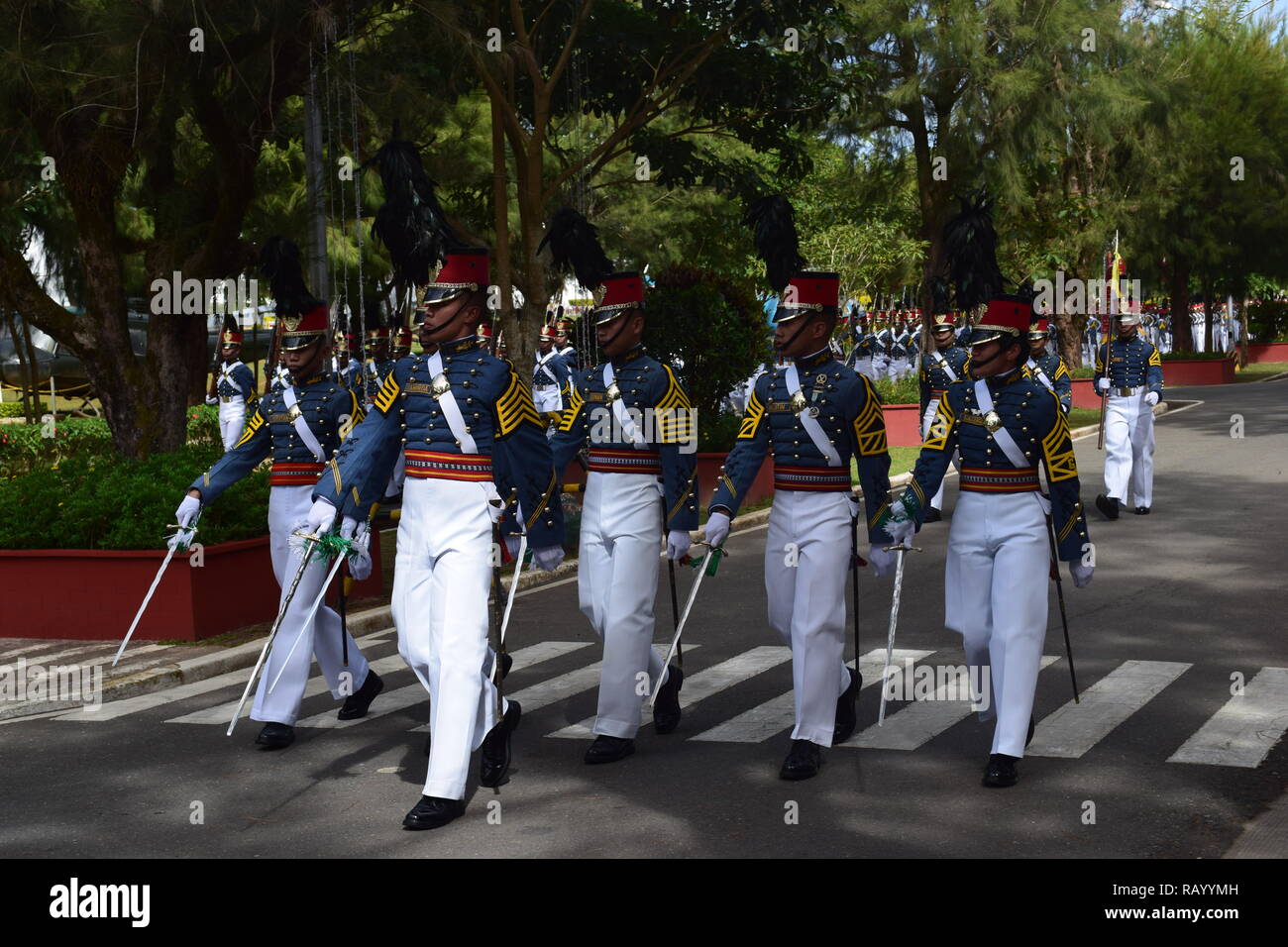 Cadets of the Philippine Military Academy (PMA) performing marching ...
