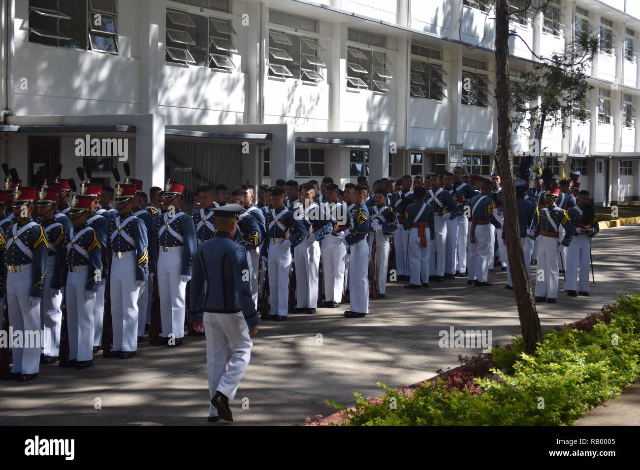 Cadets of the Philippine Military Academy (PMA) performing marching ...