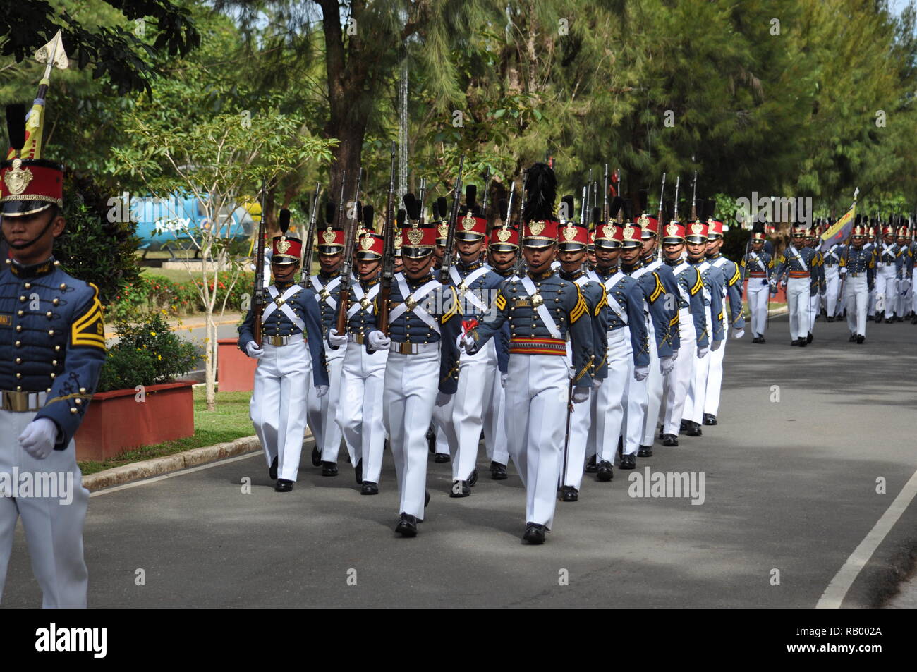 Cadets of the Philippine Military Academy (PMA) performing marching ...
