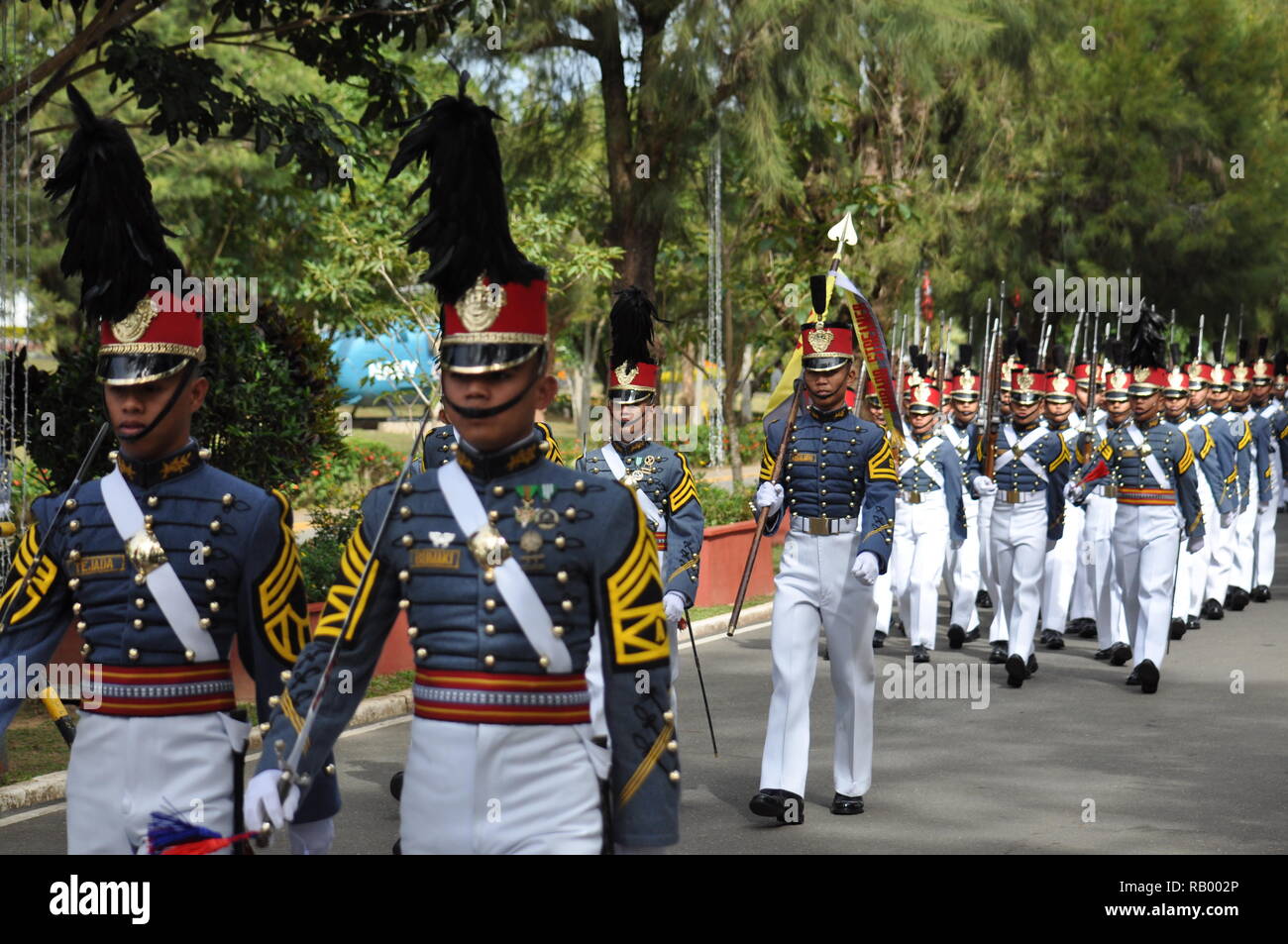 Cadets of the Philippine Military Academy (PMA) performing marching ...