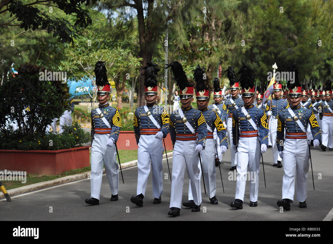 Cadets of the Philippine Military Academy (PMA) performing marching ...