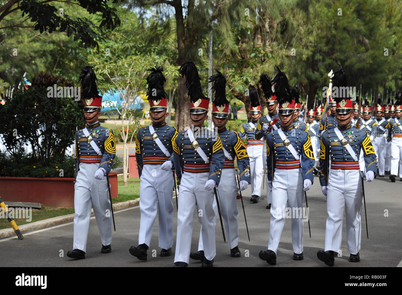 Cadets of the Philippine Military Academy (PMA) performing marching ...