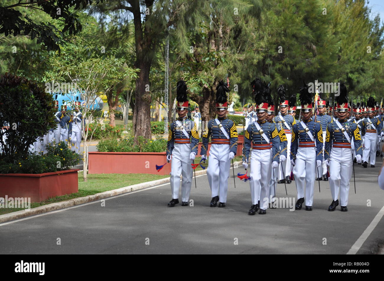 Cadets of the Philippine Military Academy (PMA) performing marching ...