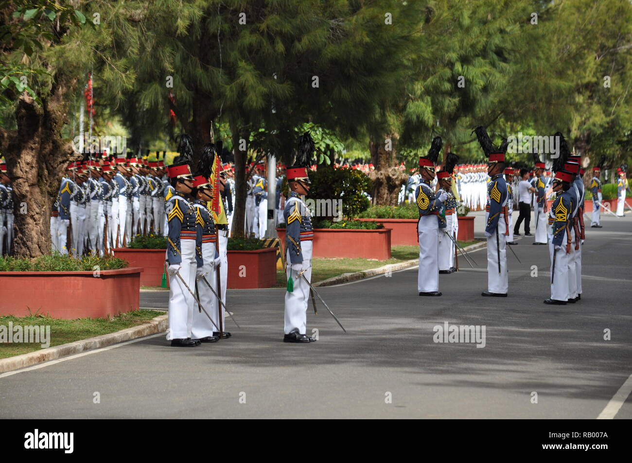 Cadets of the Philippine Military Academy (PMA) performing marching ...