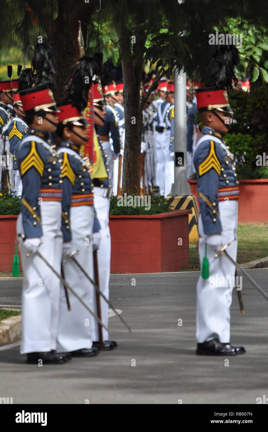 Cadets of the Philippine Military Academy (PMA) performing marching ...
