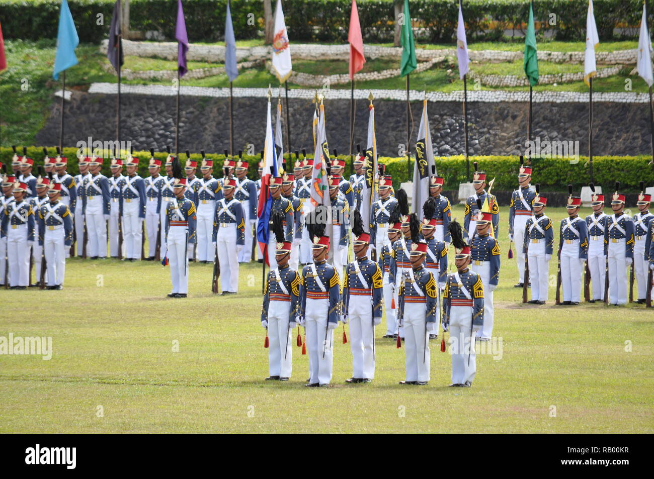 Cadets of the Philippine Military Academy (PMA) performing silent drill ...