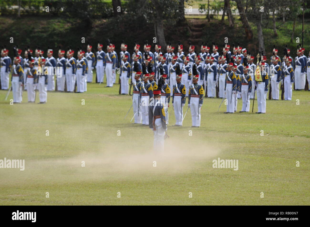 Cadets of the Philippine Military Academy (PMA) performing silent drill ...