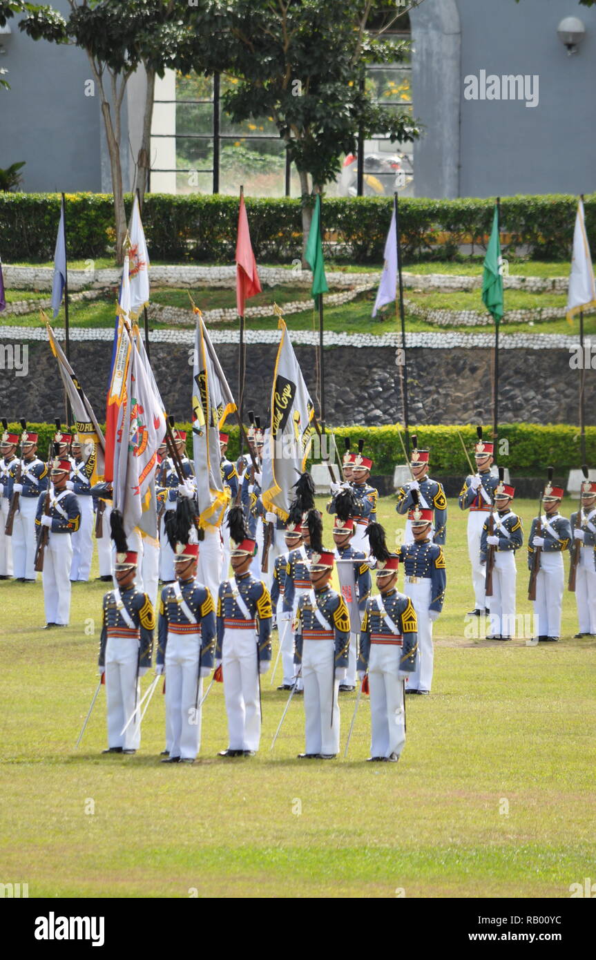 Cadets of the Philippine Military Academy (PMA) performing silent drill ...