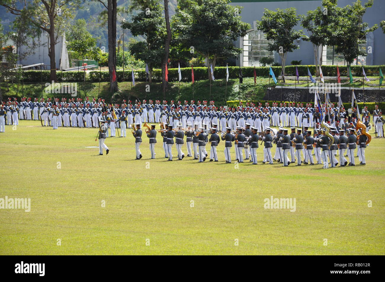 Cadets of the Philippine Military Academy (PMA) performing silent drill ...