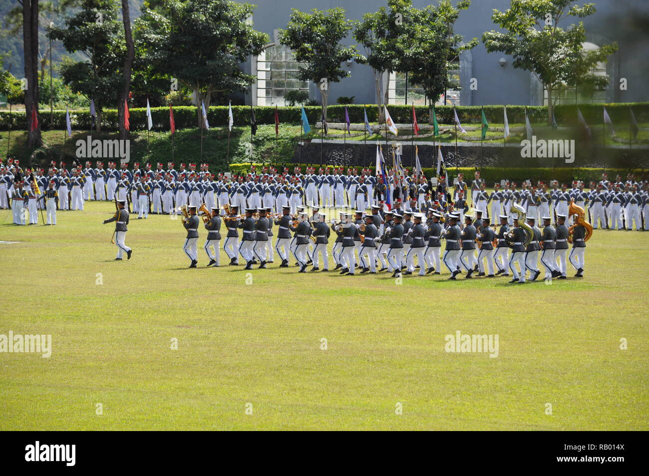 Cadets of the Philippine Military Academy (PMA) performing silent drill ...