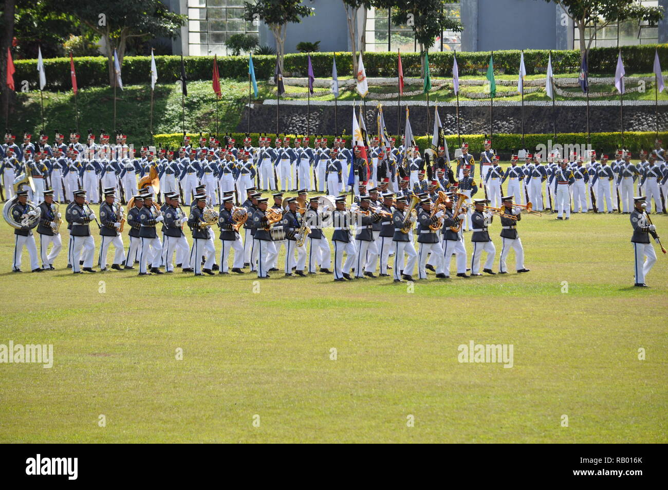 Cadets of the Philippine Military Academy (PMA) performing silent drill ...
