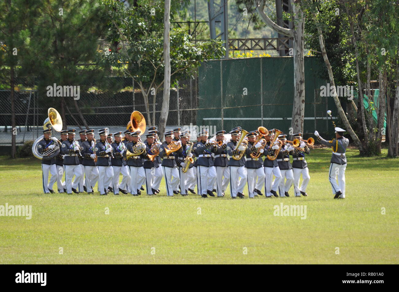 Cadets of the Philippine Military Academy (PMA) performing silent drill ...