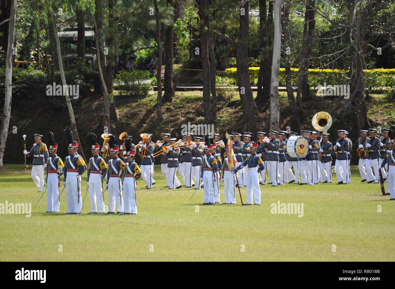 Cadets of the Philippine Military Academy (PMA) performing silent drill ...