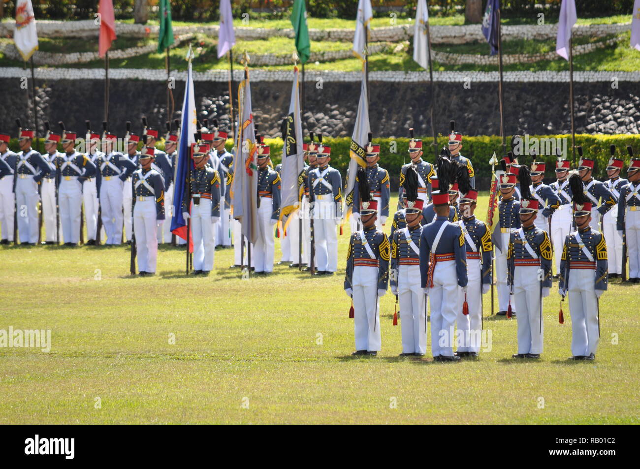 Cadets of the Philippine Military Academy (PMA) performing silent drill ...