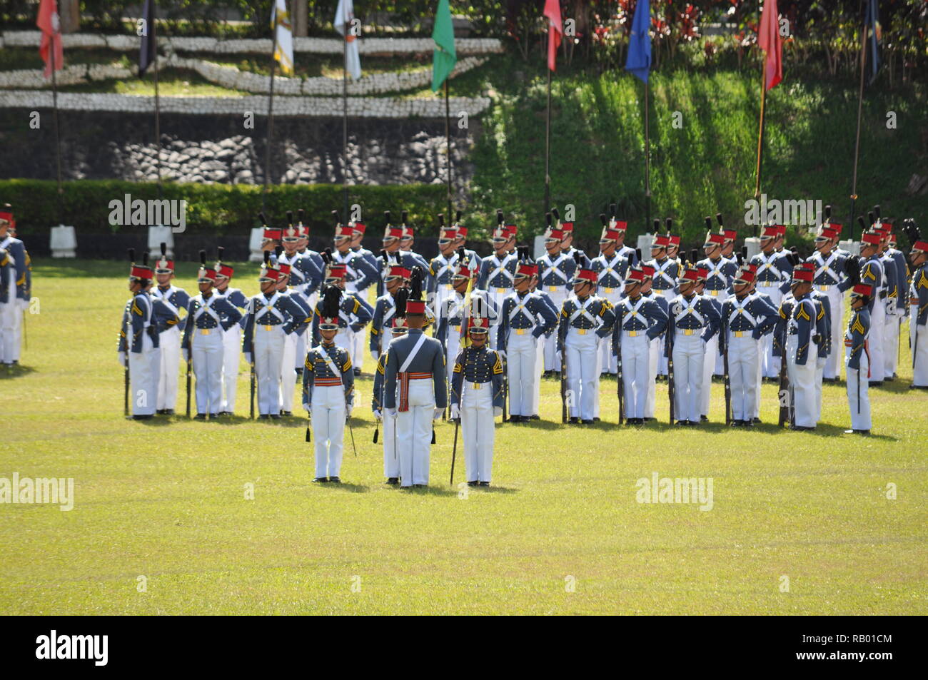 Cadets of the Philippine Military Academy (PMA) performing silent drill ...