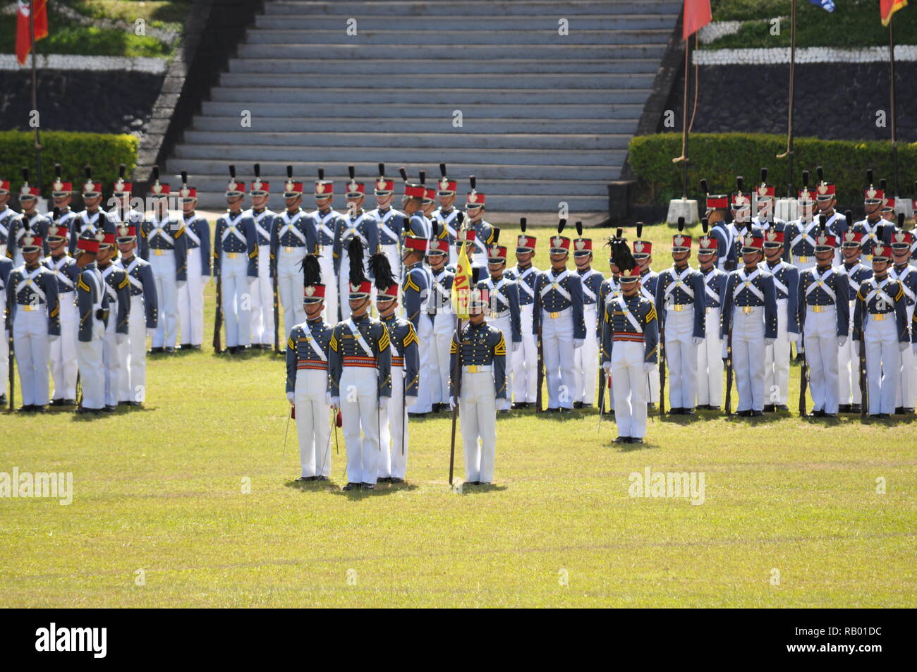 Cadets of the Philippine Military Academy (PMA) performing silent drill ...
