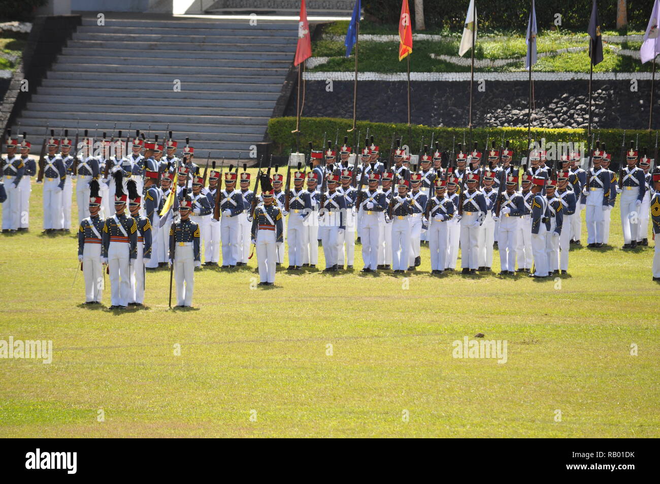 Cadets of the Philippine Military Academy (PMA) performing silent drill ...