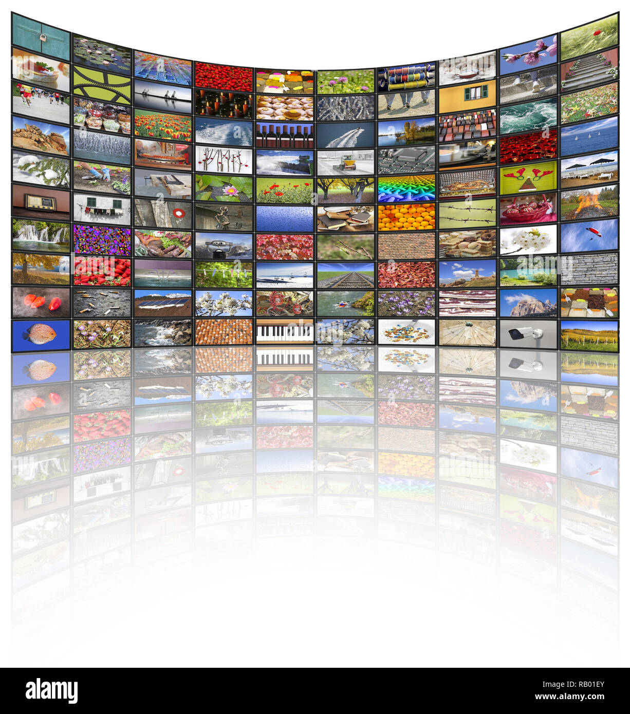 Big multimedia video and image walls Stock Photo - Alamy
