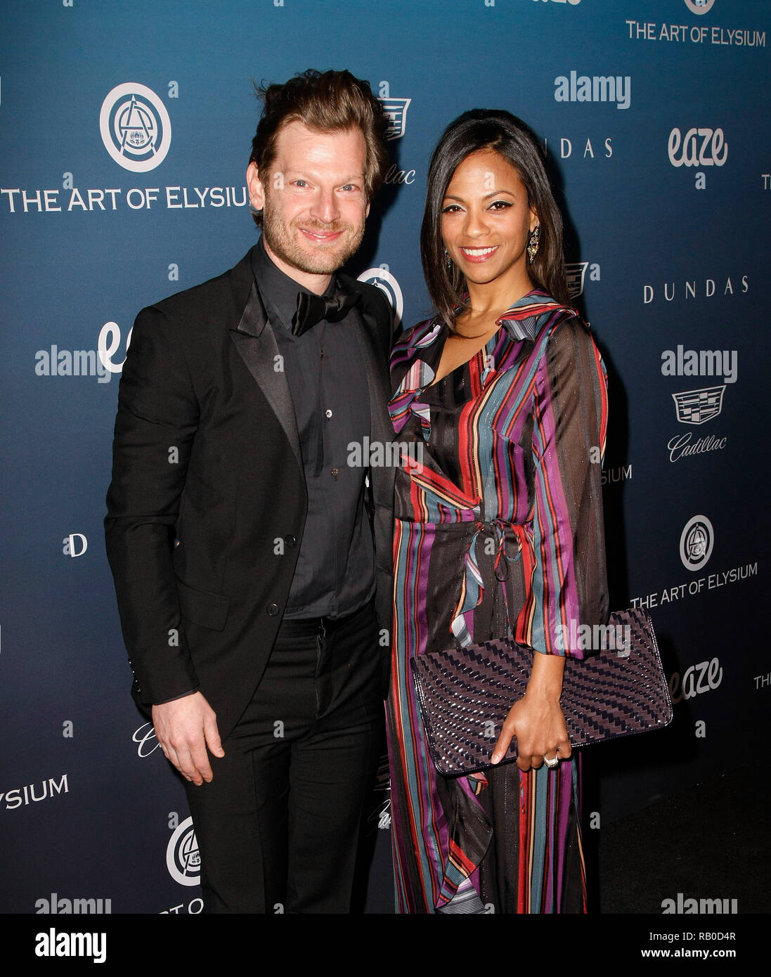 California, USA. 5th Jan 2019. Cisely Saldana and Jared Lehr attends ...