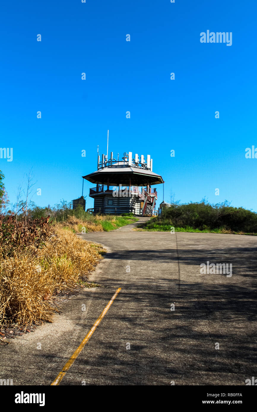 Walkway to viewpoint of Glass House Mountains during sunny summer day ...