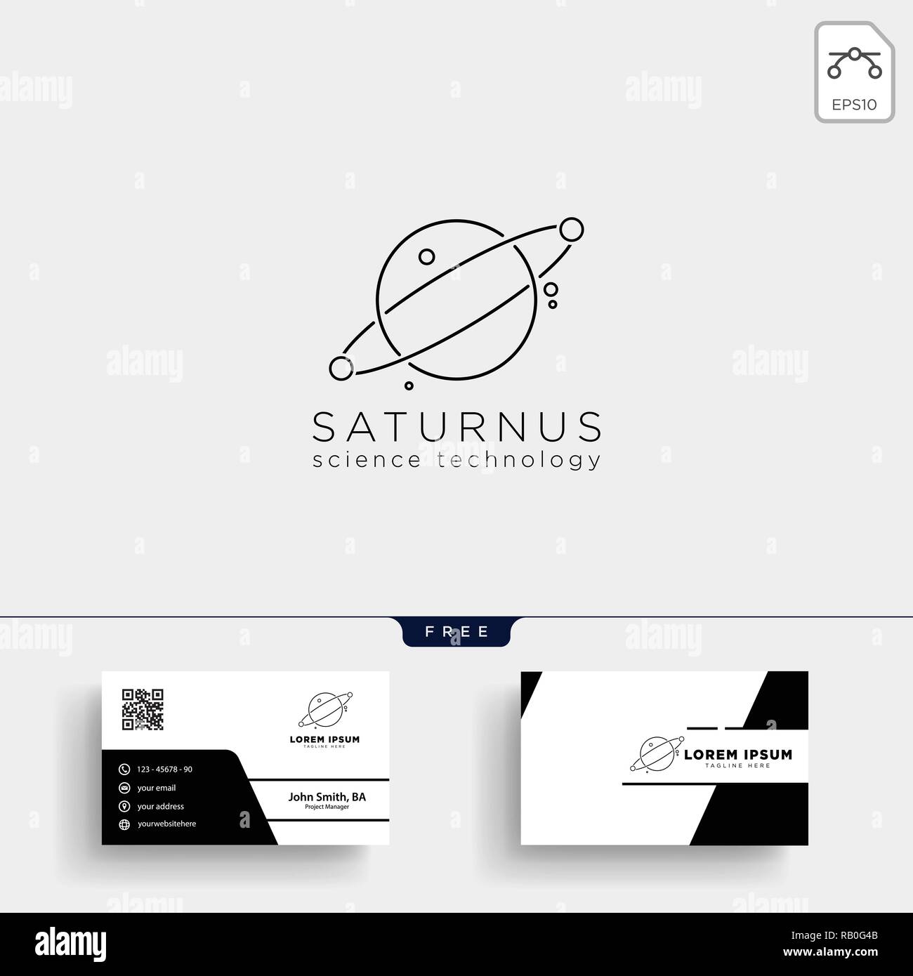 planet line art logo template vector illustration and stationery ...