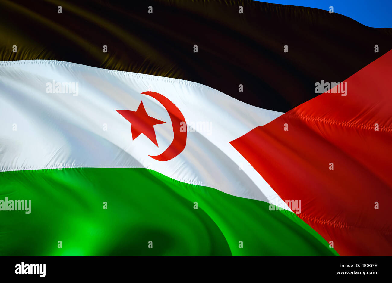 Western Sahara flag. 3D Waving flag design. The national symbol of ...