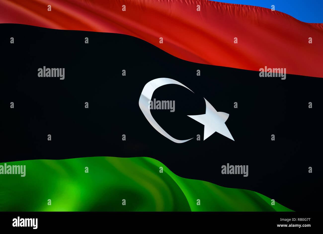 Libya flag. 3D Waving flag design. The national symbol of Libya, 3D ...