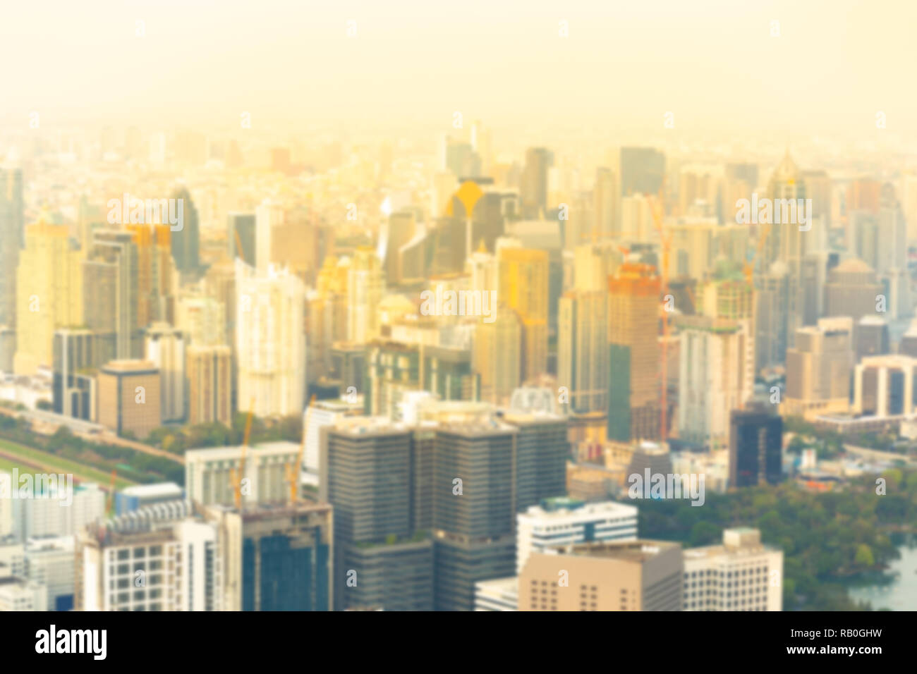 Blur view of Bangkok, Thailand. View of City on high tower, use for business background Stock ...