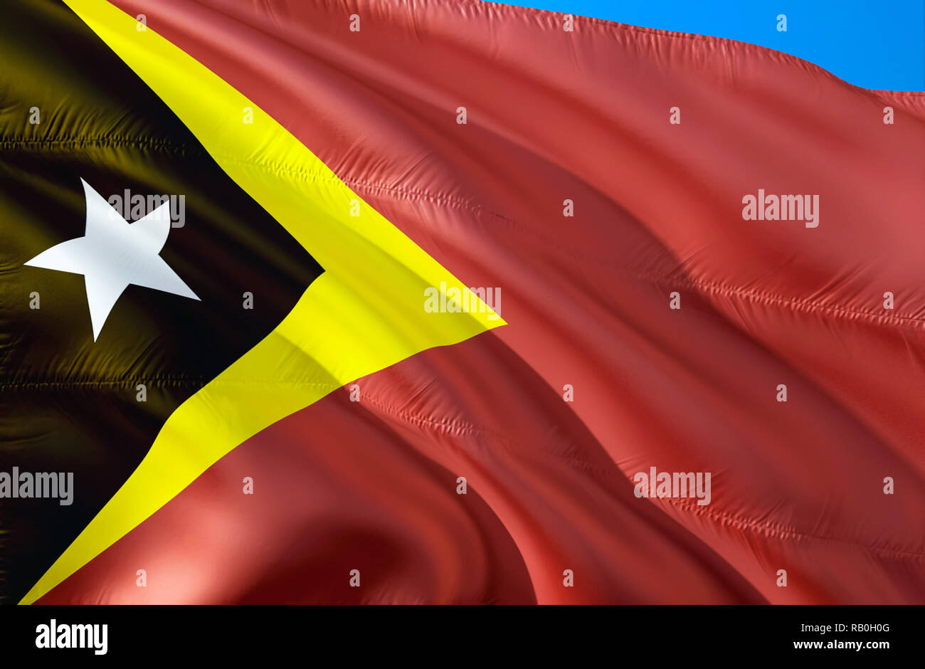 East Timor flag. 3D Waving flag design. The national symbol of East ...