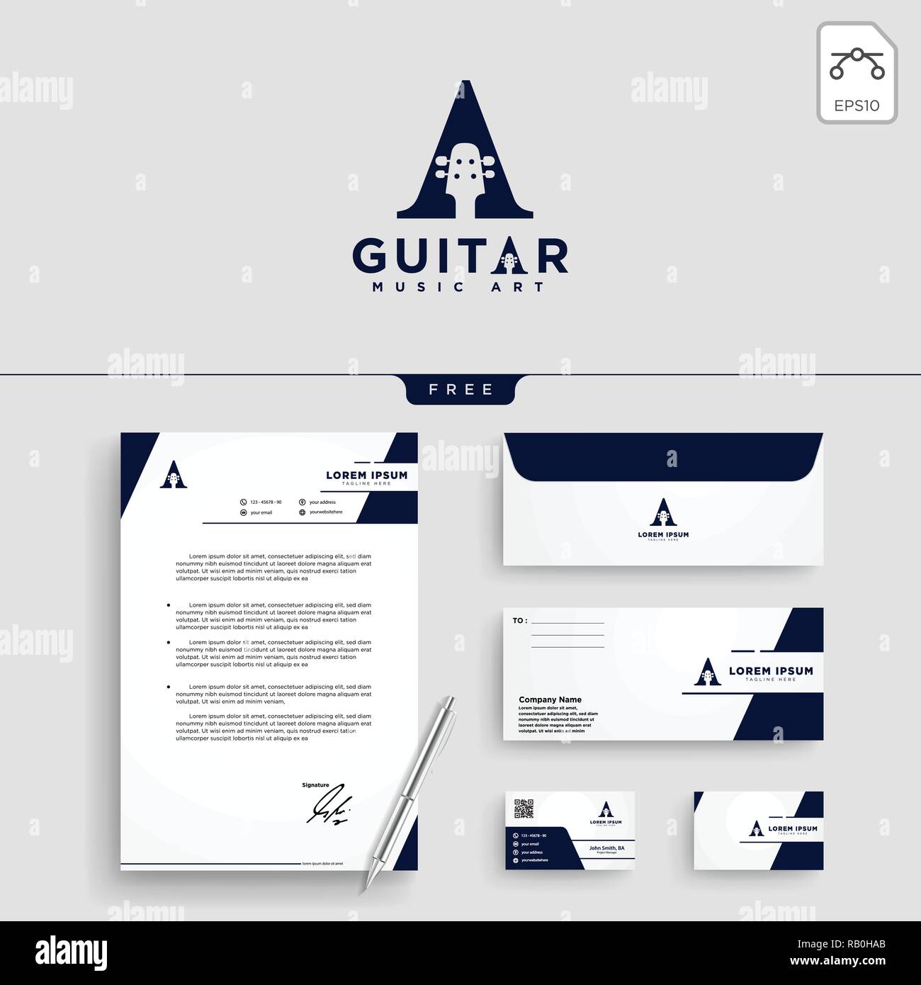 Guitar music Initial A, logo template vector illustration and ...