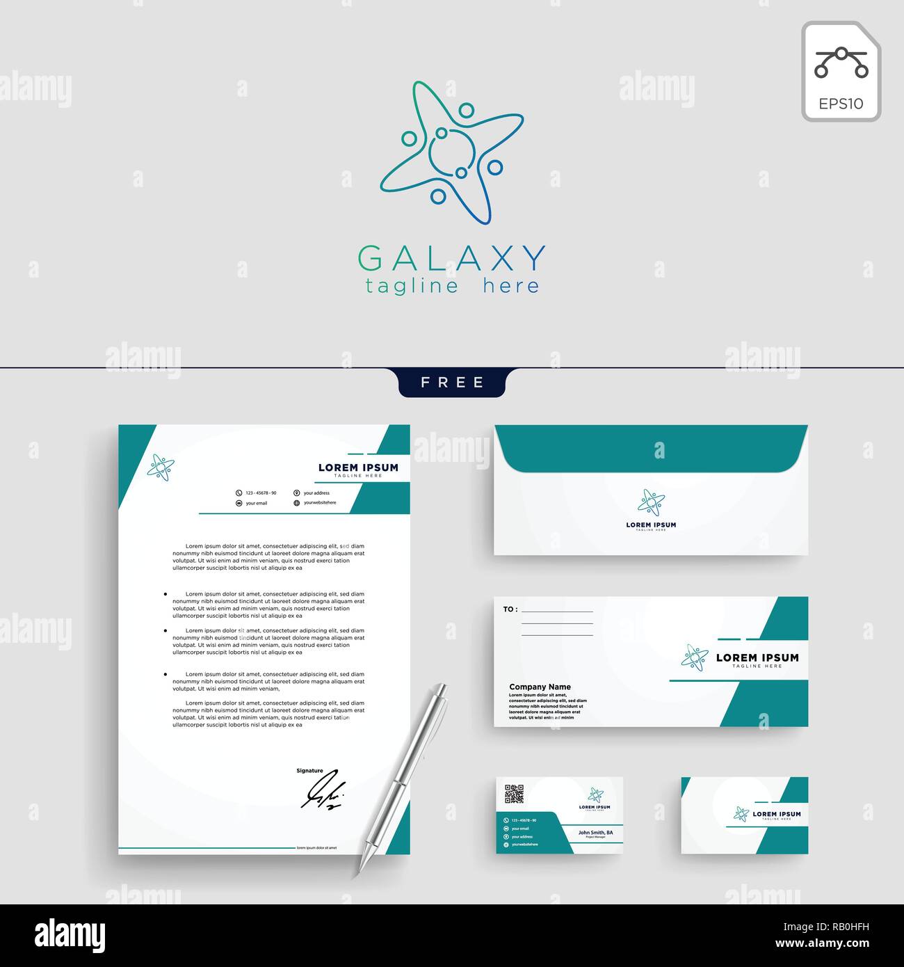 planet line art logo template vector illustration and stationery ...