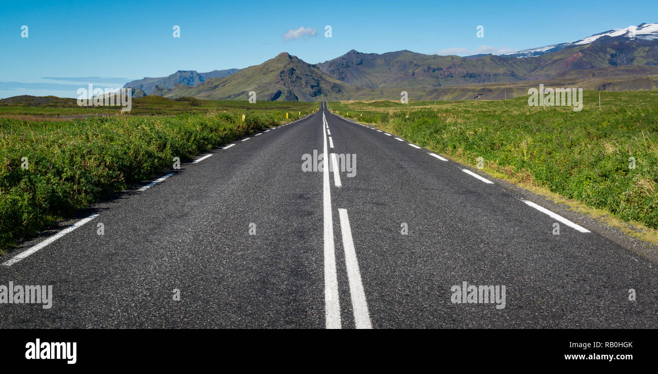 Ring Road (Route 1) in southern Iceland near the town of Vik. The Ring ...