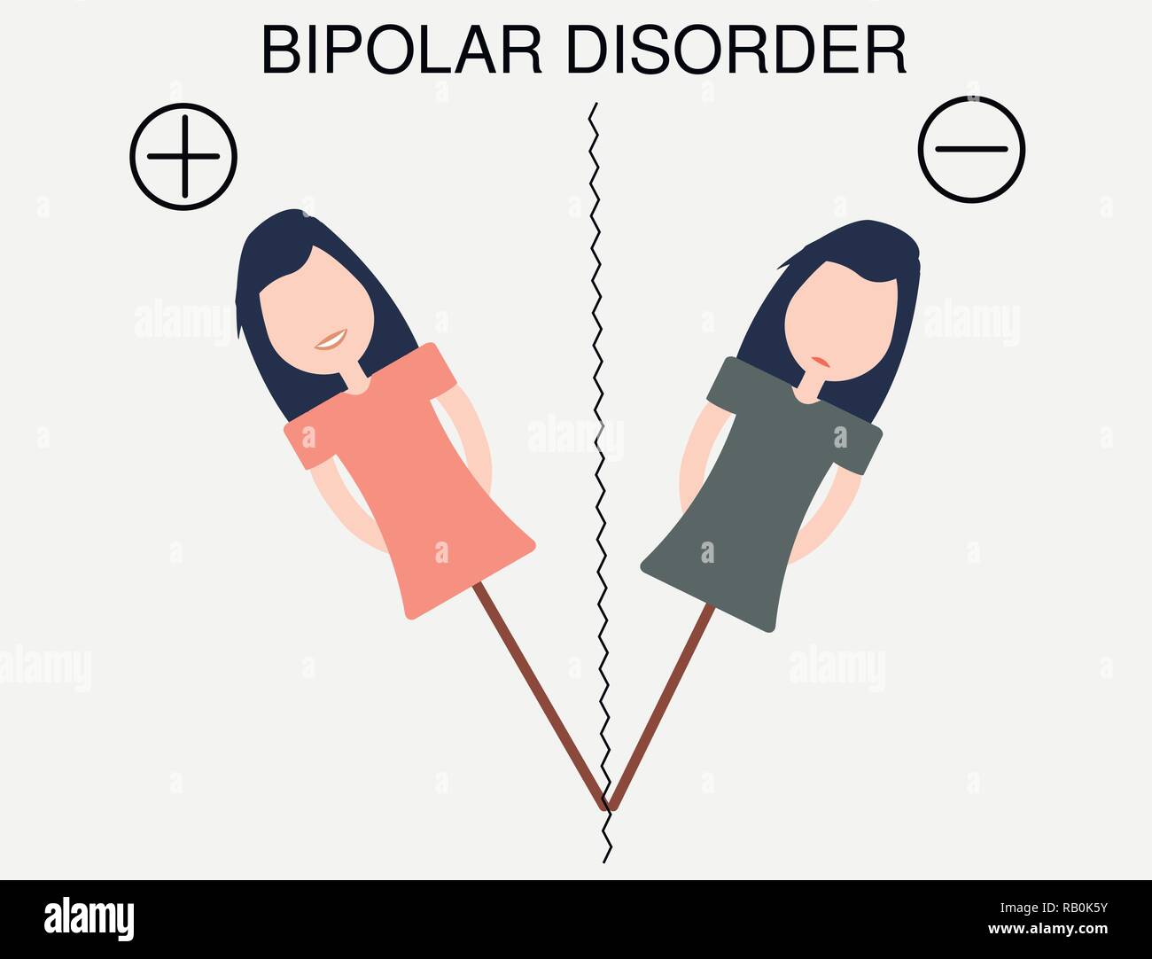 Bipolar disorder concept. Happy and Sad women. Mood disorder vector ...