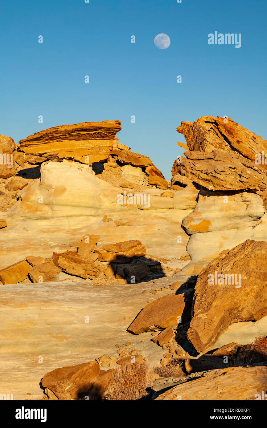 Moon Over Rocks, sandstone Stock Photo - Alamy