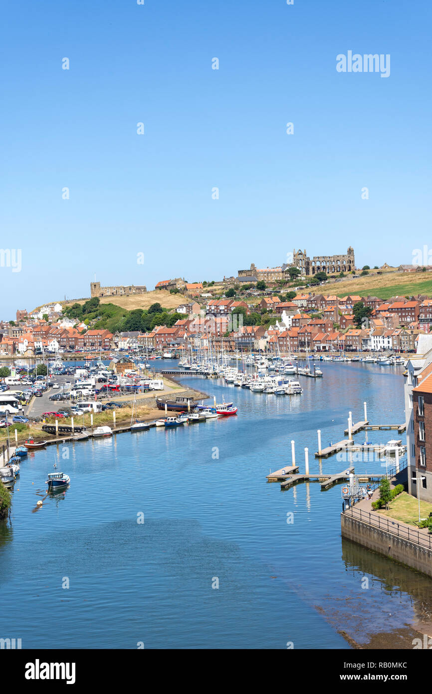River Esk and marina, Whitby, North Yorkshire, England, United Kingdom ...