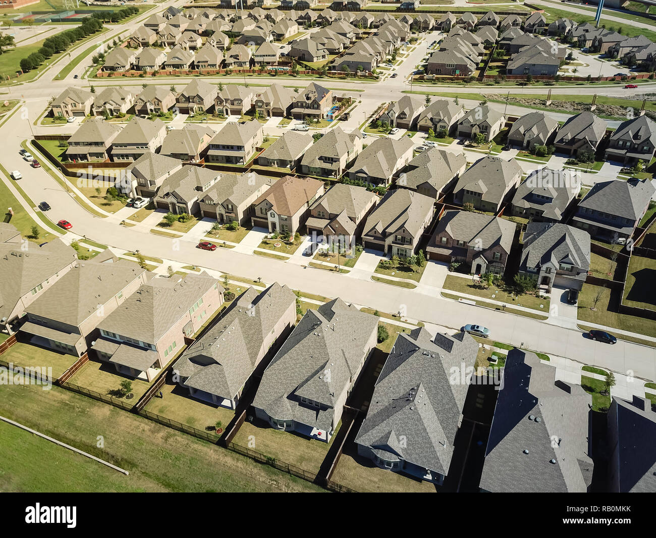 Top view new development neighborhood near Dallas, Texas Stock Photo ...
